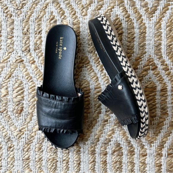 kate spade | Shoes | Kate Spade New York Zahara Leather Woven Slides ...
